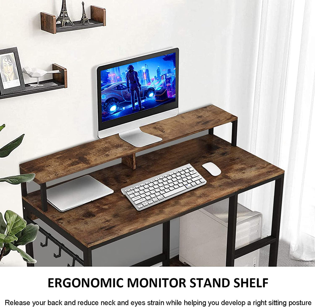 Dripex Computer Desk with Storage Shelves Monitor Stand – Dripex-UK